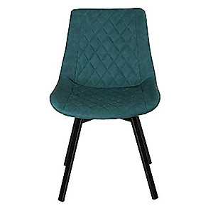 Cortesi Home Azov Swivel Dining Chairs, Set of 2, Deep Aqua Faux Leather