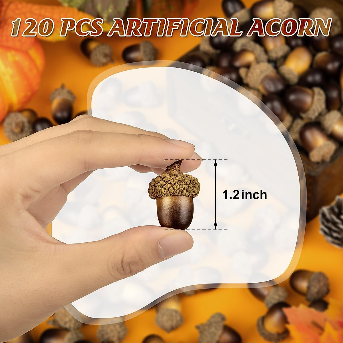 120 Pcs Artificial Acorns, Lifelike Fake Acorn with Natural Cap Simulation Nut for Home, Kitchen, Bowl, DIY Crafts, Photography Props