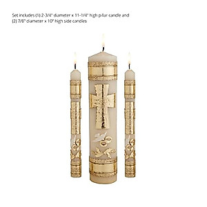 Wedding Unity Candle Set for Ceremonies, Gold Tone Commitment Candles Ornate Centerpiece for Marriage Reception and Ceremony, 3 Pieces Included