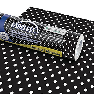 Fadeless Bulletin Board Paper, Fade-Resistant Paper for Classroom Decor, 48” x 50’, Classic Dots-Black & White, 1 Roll