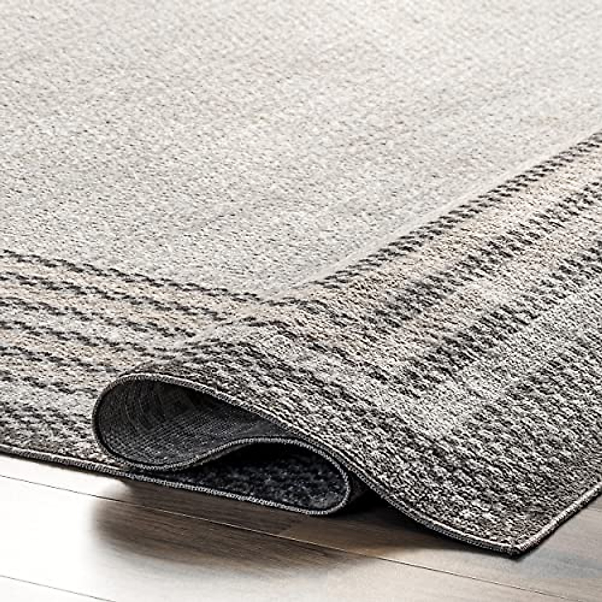 nuLOOM Anya Machine Washable Casual Border Accent Rug, 3' 3" x 5', Grey