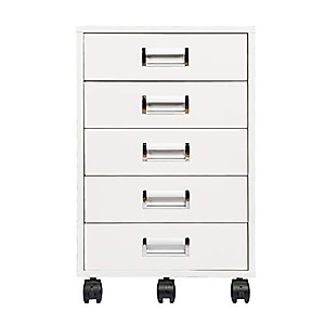 TOPSKY 5 Drawer Mobile Cabinet Fully Assembled Except Casters Built-in Handle (White)