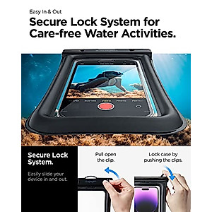 Spigen AquaShield Floating Universal PVC Protective Cases with IPX8 A610 Compatible with iPhone, Galaxy, Xiaomi, Google (Pack of 2) - Black