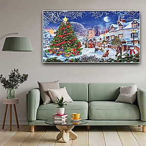 OFRKE 2 Pack 5D Diamond Art Painting,Large Christmas Diamond Painting Kits for Adults,DIY Full Drill Crystal Rhinestone Art and Craft,Gem Art Christmas Tree Painting with Diamond Home Wall(28X16inch)
