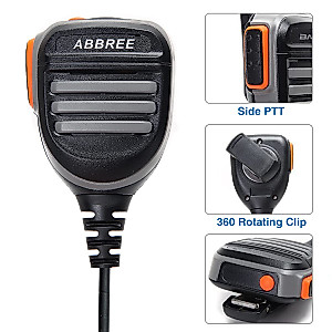 ABBREE&BaoFeng UV-9R Pro Two Way Radio Rainproof Handheld Speaker Mic Microphone, Remote Shoulder Mic for BaoFeng UV-9R UV-9R Pro GMRS-9R