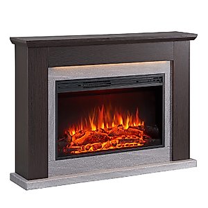 LegendFlame® Harrison Electric Fireplace with 48" Mantel Surround and Jaden 31" Insert, Espresso Oak with Light Grey Marble Finish
