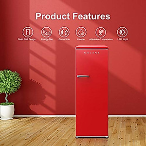 Galanz GLF11URDG16 Convertible Freezer/Fridge, Electronic Temperature Control, 11 Cu.Ft, Hot Rod Red