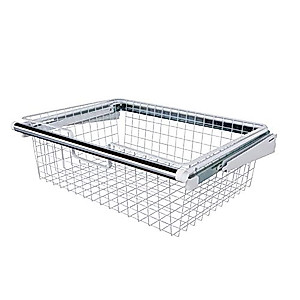 Rubbermaid Fasttrack Closet Kit, White, 6-10 Ft, Wire Shelving Kit & Configurations Sliding Basket for Closet Drawer Organization, Sturdy Slide Out Basket, White