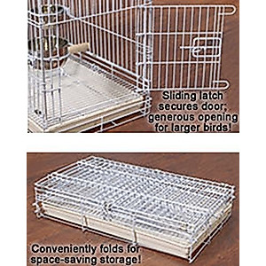 Large Collapsable Bird, Parrot, Dog and Cat Travel Vet Carrier Cage, 24"x16.5"x20"