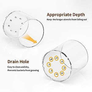 NIUBEE Kitchen Utensil Holder,Clear Acrylic Countertop Utensil Crock,Large and Sturdy Cooking Utensil Holders Caddy Organizer For Home Decor (7 x 5.8 inch)