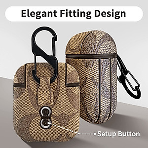 MOLOVA Case for Airpods 1&2 Case,Luxury Stylish PU Ultra Slim & Thin Soft TPU Anti-Slip Scratch Resistant Drop Proof Full Cover Case with Keychain/Lanyard