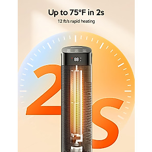 VAGKRI 24" Space Heater, 1500W PTC Ceramic Heater with Adjustable Thermostat, 3 Modes, 90° Oscillating, Timer, Remote Control, Electric Heaters for Indoor Use Large Room, Home, Office