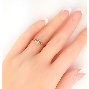 GNGJewel Morganite Collection Natural 6mm Round Moragnite Solitaire Engagement Ring in 10K Rose Gold (7)