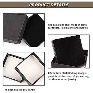 dedoot Kraft Jewelry Boxes, Pack of 30 Square Cardboard Jewelry Gift Box 3.5x3.5x1.2 Inch Small Necklace Ring Earring Kraft Box for Jewelry Set with Velvet Cushion, Black