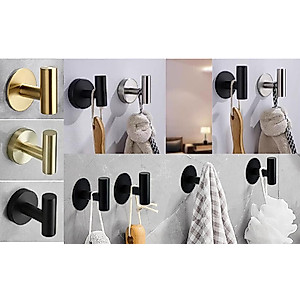 DERIQ Adhesive Hooks SUS304 Stainless Steel Towel Hooks Heavy Duty Waterproof Wall Hooks Self Adhesive Coat Robe Towel Hooks for Bathrooms Kitchen Hotel Wall Mounted Hooks - 2 Pack Gold