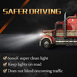 4x6 inch LED Headlights Rectangular Lights Set, Compatible with H4651 H4652 H4656 H4666 H6545, for Peterbil Kenworth Freightinger Ford Probe Oldsmobile Cutlass, Black