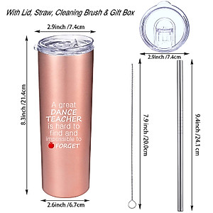 Dance Teacher Appreciation Gift for Women, Vacuum Travel Mug Dancing Gift for Teacher and Instructor, 20 oz Stainless Steel Travel Water Tumbler with Straw and Cleaning Brush