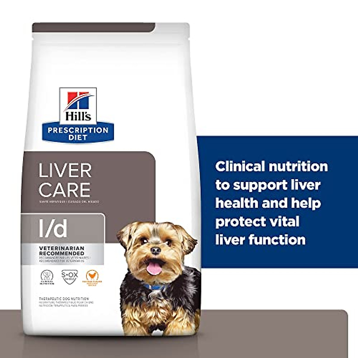 Hill's Prescription Diet l/d Liver Care Chicken Flavor Dry Dog Food, Veterinary Diet, 17.6 lb. Bag, White