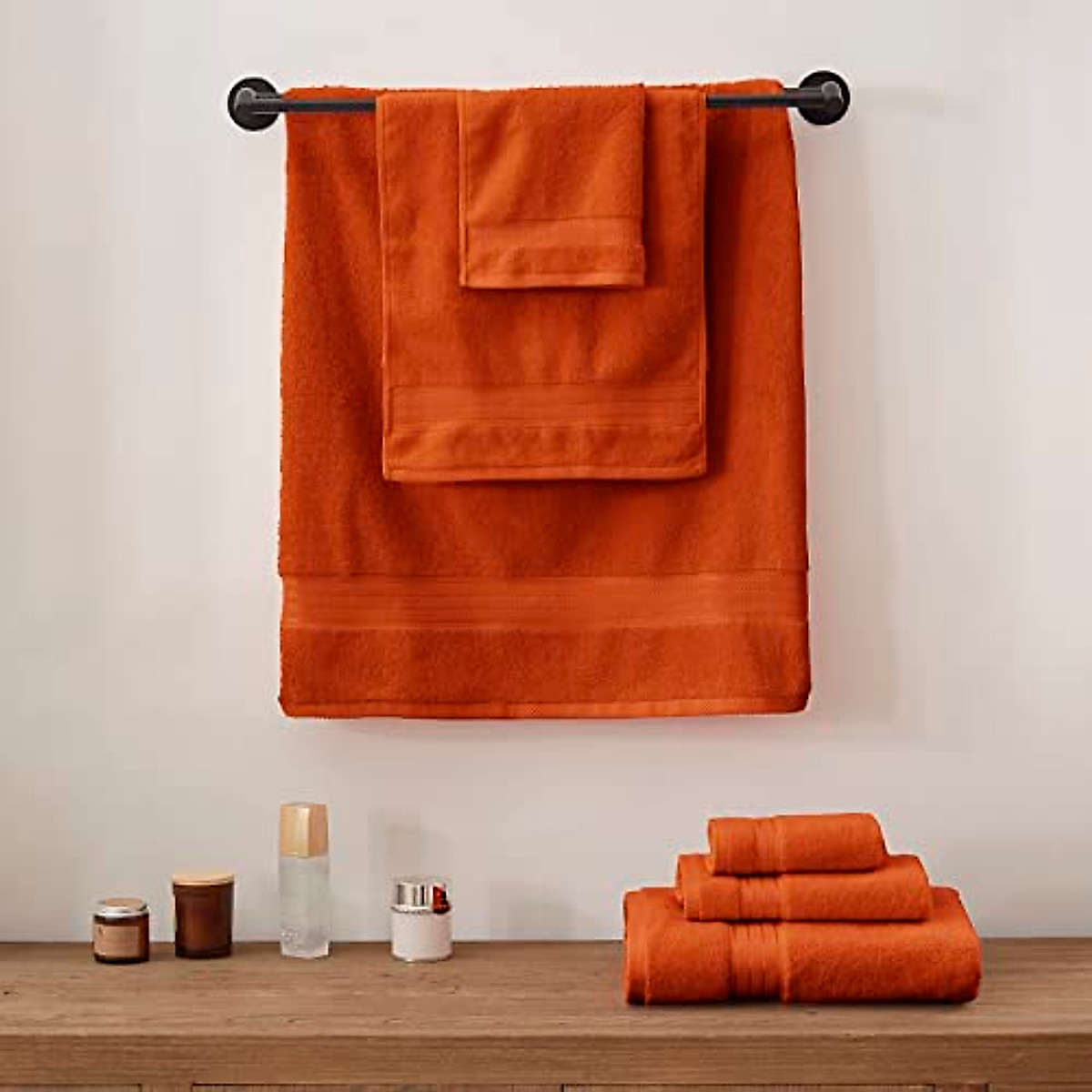 COZYART Orange Bath Towels Set for Bathroom Turkish Cotton Thick Soft Absorbent Durable 650 GSM Towel Set of 6, 2 Large Bath Towels, 2 Hand Towels, 2 Washclothes
