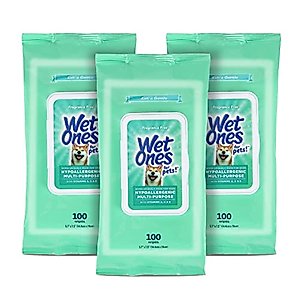 Wet Ones for Pets Multi-Purpose Dog Wipes with Vitamins A, C + E - Fragrance-Free Dog Wipes for All Dogs Wipes with Wet Lock Seal - 300ct Total Wipes for Dogs