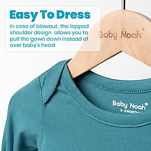 Baby Knotted Gown, Super Soft Newborn Infant Long Sleeve Sleeper for Baby Girl and Boy Sleepwear with Hat Set (Blue Green, 0-3 Months)
