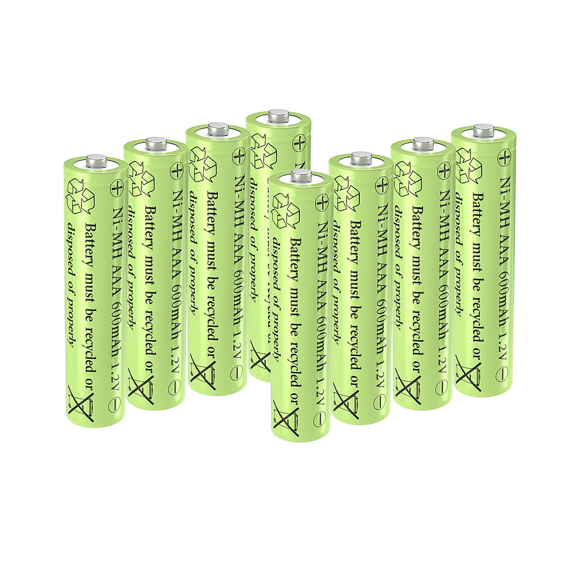 GSUIVEER Rechargeable Solar Light Batteries AAA NiMh 600mAh 1.2V for Outdoor Garden Lights (8 Pack)