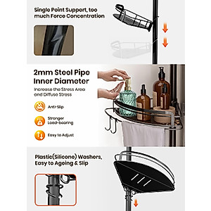 ENRUNEST Corner Shower Caddy Tension Pole for Bathroom Organizer,Tension Shower Caddy Corner,4 Tier Rustproof Larger Capacity Shelves,Adjustable 31.5 to 111.4 Inch,Black