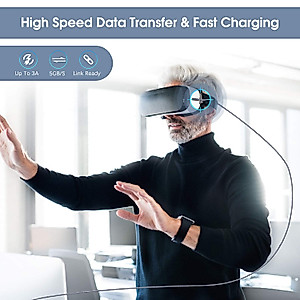 aceyoon 20ft Link Cable for Quest 2/1, USB 3.1 GEN1 Right Angle Braided VR Headset Cable, 5Gbps High Speed Data Transfer & Fast Charging VR Link Cable for Link/Rift S