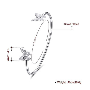 Halawly 925 Sterling Silver Cuff Bracelets for Women Cute Butterfly Bracelet