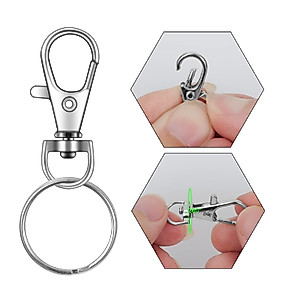 104PCS Swivel Snap Hooks with Key Rings, Metal Lobster Claw Clasp, Keychain Rings for Crafts(Silver, 1.37inch(36mm)