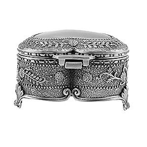 MioCloth Classic Vintage Antique Tin Heart Jewelry Box Treasure Storage Organizer Chest