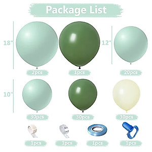 LyzzGlobo Mint Green Balloon Garland Kit, 117pcs Beige and Sage Olive Green Balloon Arch Kit for Wedding Bridal Shower Baby Shower Birthday Party Decorations Supplies