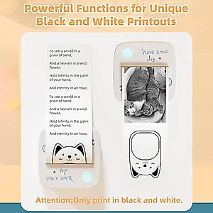 Label Printer,Mini Pocket Printer Portable Thermal Instant Photo Printing Label Maker Machine BT Wireless Connect Compatible with Android or iOS APP Support Receipt Label Memo Sticker Notes