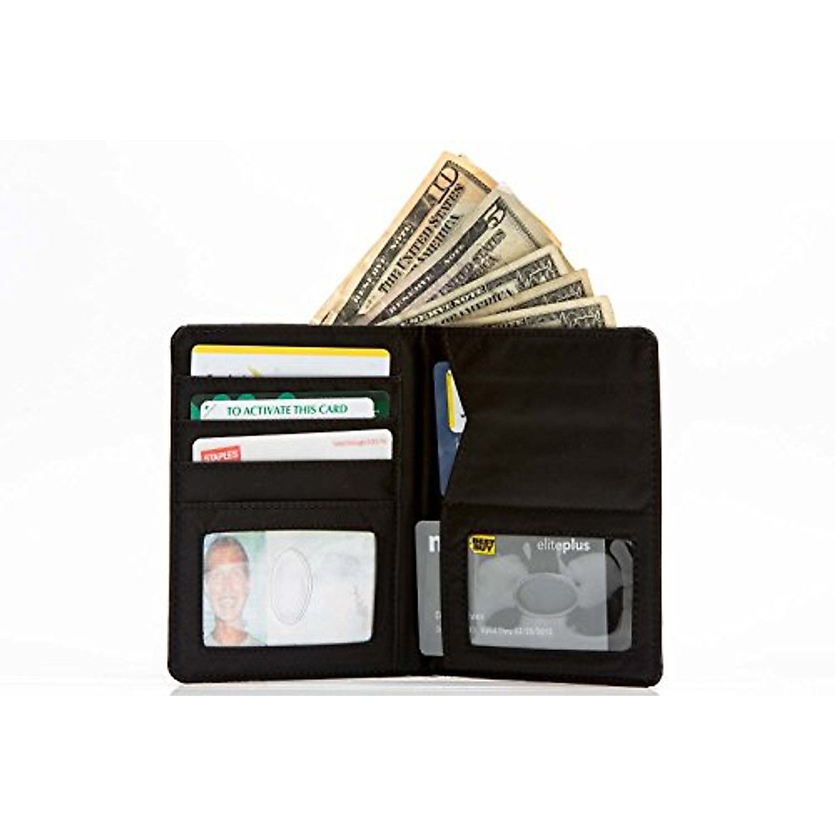 Big Skinny Leather Traveler Slim Wallet, Holds Up to 20 Cards and 4 Passports, Black