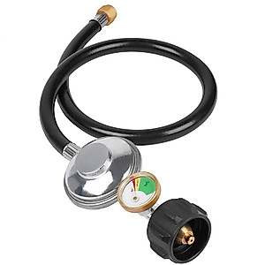 SHINESTAR 3.5 Feet Universal Gas Grill Regulator and Hose with Gauge, Replacement for Patio Heater, Weber, Charbroil, Nexgrill and Other Propane BBQ Grill, Fire Pit