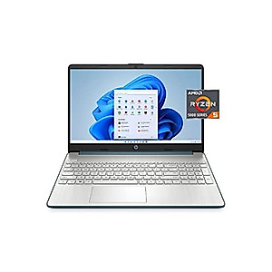 Newest HP 15.6" Laptop , FHD, AMD R5-5500U, 8GB RAM, 256GB SSD, USB Type-C and USB Type-A , HDMI, Built-in Microphone/ Webcam, Windows 11, Spruce Blue (Renewed)