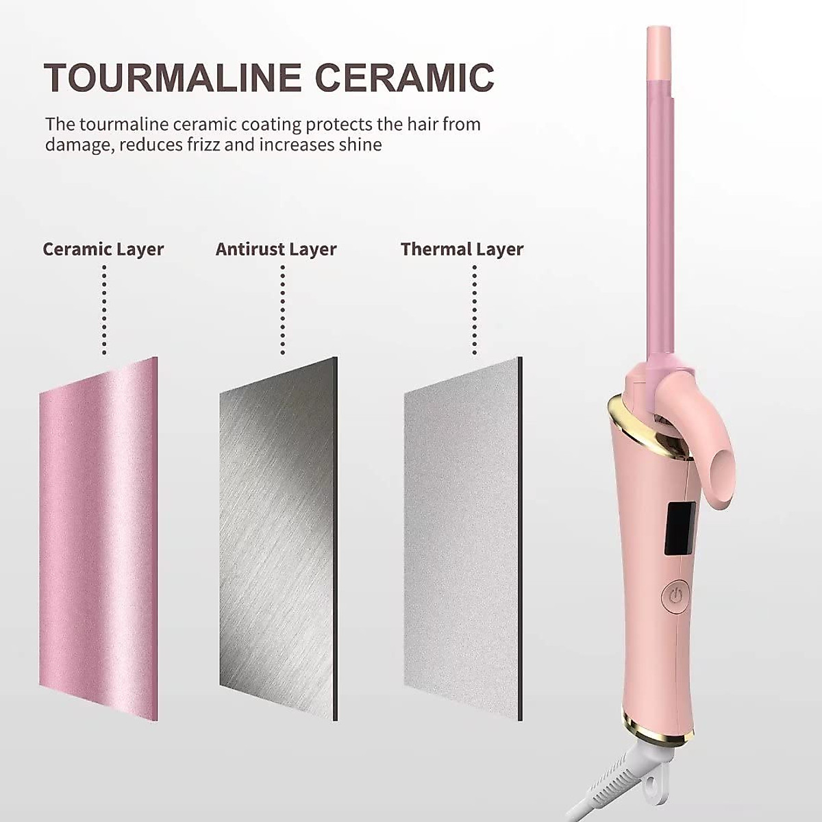 ADTZYLD Curling Iron Curling Wand, Mini Hair Curler for Short Long Hair Crimper 9mm Ceramic Barrel Tight Curls LCD Temperature Display (0.35 Inches)