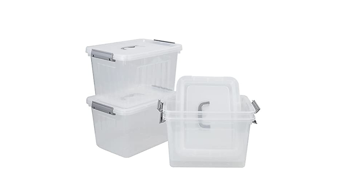 Lesbin 4-Pack Clear Storage Latch Boxes for Home Organization