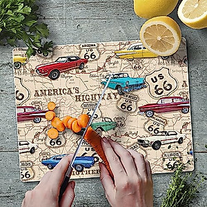CounterArt Route 66 Map 3mm Heat Tolerant Tempered Glass Cutting Board 10” x 8” Manufactured in the USA Dishwasher Safe