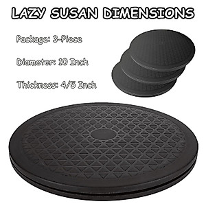 RHBLME 3 Pack Black Lazy Susan, 10 Inch Lazy Susan Non Slip Lazy Susan Turntable for Cabinet, Heavy Duty Lazy Susan for Monitor, Laptop, TV, Potted Plants, Display, etc