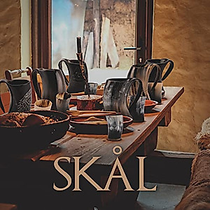 VIKING CRAFT Drinking Horn Mug - Hand Crafted 20oz Beer Mug Set with 2 Horn Cups - Great Viking Gifts for Men, Viking Decor Beer Stein, Norwegian Mead Tankard Mug, Medieval Viking Mug, Coseplay, LARP