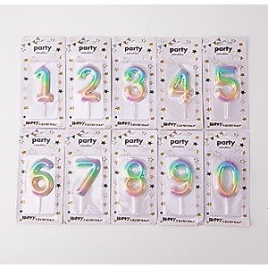 2.76" Large Birthday Candles 1st One Year Cake Baby Roman Cool Number Candle No 1 9 18 21 30 40 50 60 70 Cake Topper Numeral Candle Party Wedding Anniversary Decorations (Rainbow1)