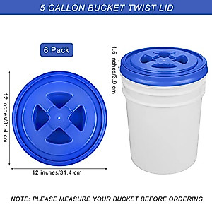 Aodaer 6 Pieces 5 Gallon Seal Lid Bucket Lids Leak Proof Screw Top Sets Plastic Storage Bucket Seal Lids for Cereals Grain Pet Food Coatings Paint Storage, Black, Red, Green, White, Blue, Orange