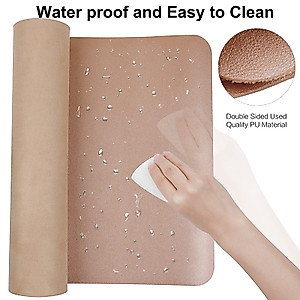 Boutilon Leather Desk Pad 30" x14",Non-Slip Mouse Pad,Office Desk Mat,Waterprooft PU Leather Desk Blotter,Desk Pad Protector,Desk Writing Pad for Home Office Decor (M-Champagne)