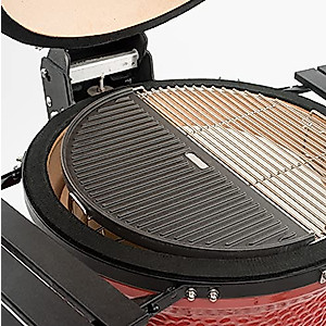 Kamado Joe KJ-HCIGRIDDLE Half Moon Cast Iron Reversible Grill Griddle for Classic Joe, Black
