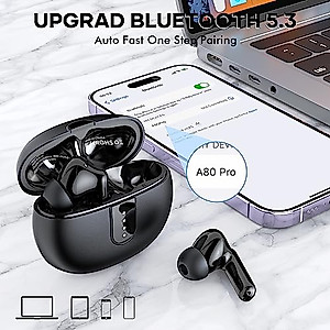 Wireless Earbuds Bluetooth Earphones Clear Call with Charging Case, Bluetooth 5.3 Ear buds Built in Noise Cancellation Microphone, IPX7 Waterproof Headphones, 50 Hrs Compatible with iPhone & Android