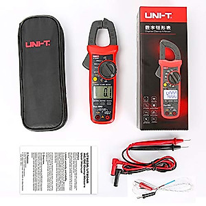 UNI-T UT204R Digital Clamp Meter, Auto Ranging TRMS 6000 Counts NCV Volt Amp Meter with AC/DC Ohm Diode Capacitance Resistance Temperature Frequency Continuity Test