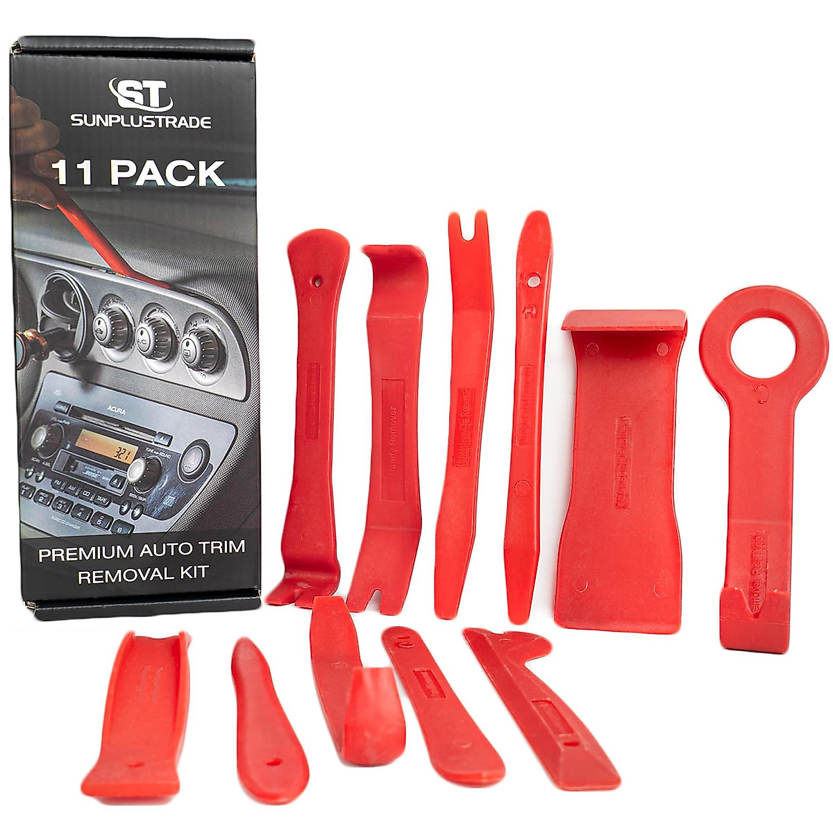 SunplusTrade 11 PCS Nylon Auto Trim Removal Tool Kit, No-Scratch Pry Tool Kit for Car Interior Door Clip Plastic Panel & Audio Dashboard Removal