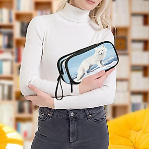 J JOYSAY Fox White Snow Pencil Case Pouch Big Capacity Pencil Bags with Zipper Portable Pencil Box Large Marker Case for Teens Adults Kids
