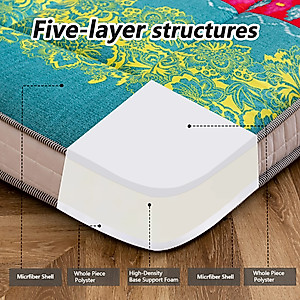 MAXYOYO Queen Futon Floor Mattress Shikibuton Mattress Sleeping Mats for Adults Japanese Mattress Roll Up Mattress Foldable Mattress for Floor, Bohemian B